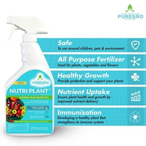 PureGro Nutri Plant - Plant Food with Micro Nutrients - Indoor Plant Fertilizer & Outdoor Plant Fertilizer - Suitable for All Vegetables, Plants & Gardens - Plant Food Fertilizer (24 oz Spray Bottle)