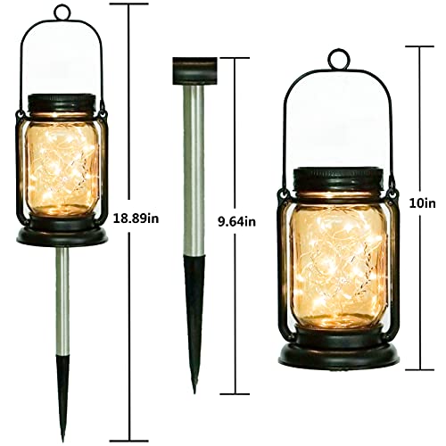 2 Pack Morestar Mason Jar Solar Lights with 30 LEDs,Garden Solar Lights Outdoor Decorative,Gardening Gifts for Mom Grandmom Lawn Pathway Yard Patio Decorations