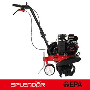 SPLENDOR 4-Cycle Gas Powered Tiller 79cc with Handle and Width Adjustable 24in