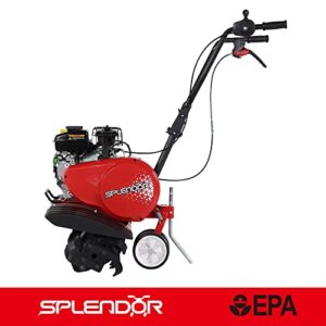 SPLENDOR 4-Cycle Gas Powered Tiller 79cc with Handle and Width Adjustable 24in