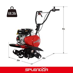 SPLENDOR 4-Cycle Gas Powered Tiller 79cc with Handle and Width Adjustable 24in