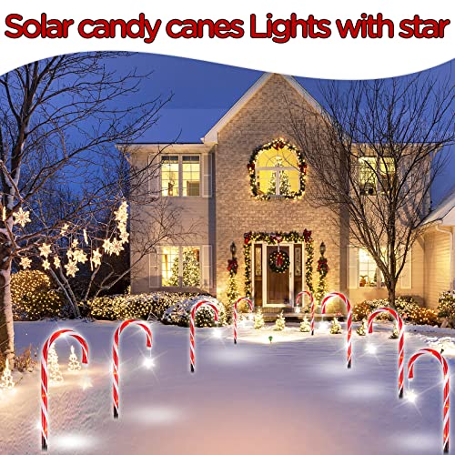 22" Solar Power Candy Cane Lights Outdoor, 8 Packs Christmas Candy Canes Pathway Lights, 8 Modes Lighted Candy Canes Waterproof with Stakes for Outdoor Christmas Decorations Yard Walkway Garden Patio