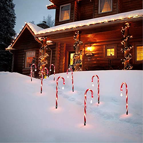 22" Solar Power Candy Cane Lights Outdoor, 8 Packs Christmas Candy Canes Pathway Lights, 8 Modes Lighted Candy Canes Waterproof with Stakes for Outdoor Christmas Decorations Yard Walkway Garden Patio