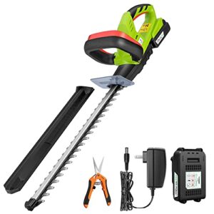 vivosun 20″ cordless hedge trimmer, 20v electric bush trimmer, 1400 rpm shrub trimmer, dual-action laser blade, 3/5″ cutting capacity, lightweight & compact trimmer, battery and fast charger included