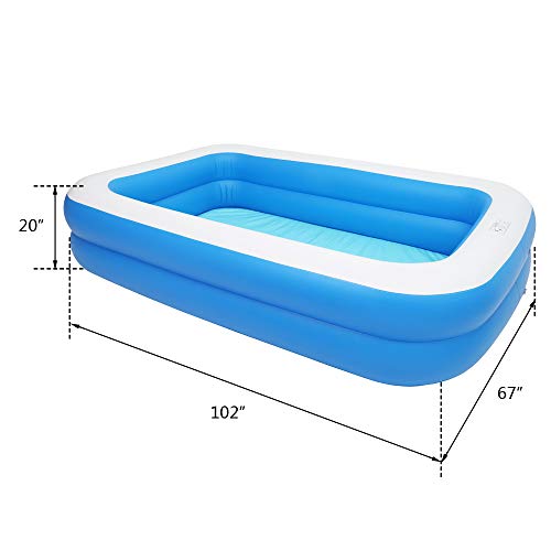 Inflatable Swimming Pool Family Full-Sized Inflatable Pools 102" x 70" x 22" Thickened Family Lounge Pool for Kids & Adults Oversized Kiddie Pool Outdoor Blow Up Pool for Backyard, Garden