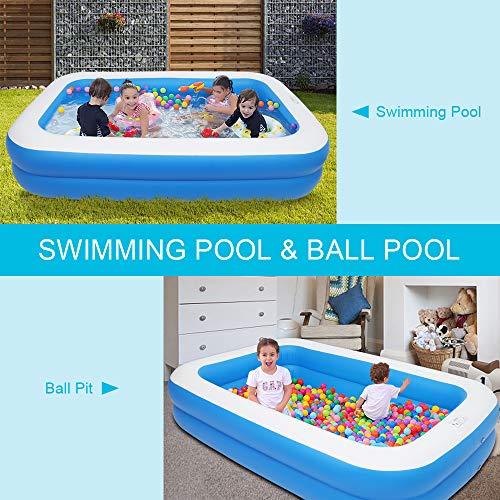 Inflatable Swimming Pool Family Full-Sized Inflatable Pools 102" x 70" x 22" Thickened Family Lounge Pool for Kids & Adults Oversized Kiddie Pool Outdoor Blow Up Pool for Backyard, Garden