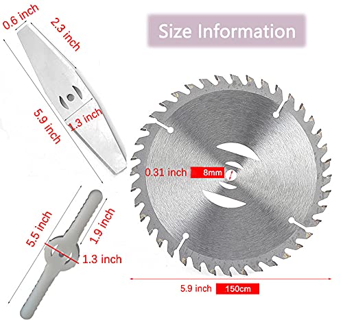 8 Pack Grass Trimmer Blade Heads Replacements- 40 T Blade & 2 Stainless Steel Blade & 5pcs Plastic Blades, Carbide Blade Tip Brush Cutter Trimmer Weed Eater Blade for Electric Lawn Mower Set