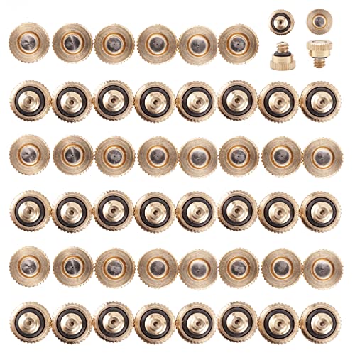 Greatstar 50PCS Brass Misting Nozzles, 0.3 mm Low Pressure Atomizing Mist Nozzle for Garden Patio Lawn Landscaping Dust Control and Outdoor Cooling Mister System, 10/24 UNC (50pcs)