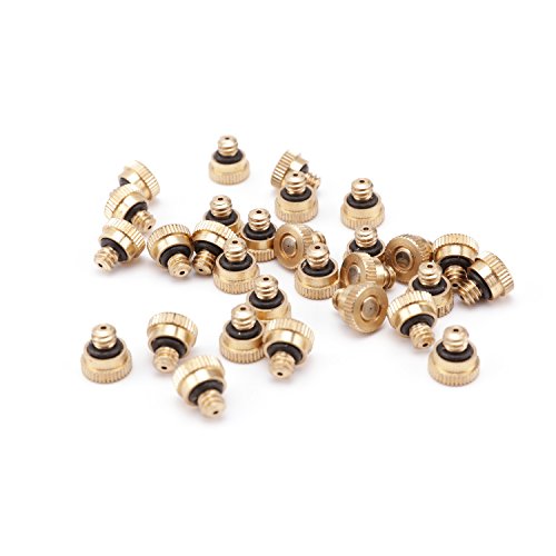 Greatstar 50PCS Brass Misting Nozzles, 0.3 mm Low Pressure Atomizing Mist Nozzle for Garden Patio Lawn Landscaping Dust Control and Outdoor Cooling Mister System, 10/24 UNC (50pcs)