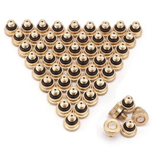 Greatstar 50PCS Brass Misting Nozzles, 0.3 mm Low Pressure Atomizing Mist Nozzle for Garden Patio Lawn Landscaping Dust Control and Outdoor Cooling Mister System, 10/24 UNC (50pcs)