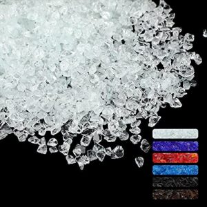 1.5 lb glass gravel stone 3-6 mm glitter gravel stone luster reflective tempered fire glass crushed glass for fire pit crafts vase fish bowl garden decor (transparent)