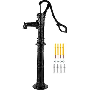 vevor hand water pump cast iron, vintage pitcher pump & pump stand 26‘’ height, max 20ft pump depth, easy installation, heavy-duty well pump, antique pitcher water pump for yard, garden, farm, black