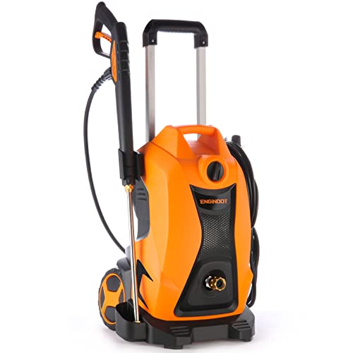 Electric Pressure Washer, ENGiNDOT 2100 PSI 1.8 GPM Electric Power Washer with 5 Spray Nozzles, Pressure Clean Machine with Total Stop System for Cleaning Stair, Car, Driveway, Garden, Deck, Fence