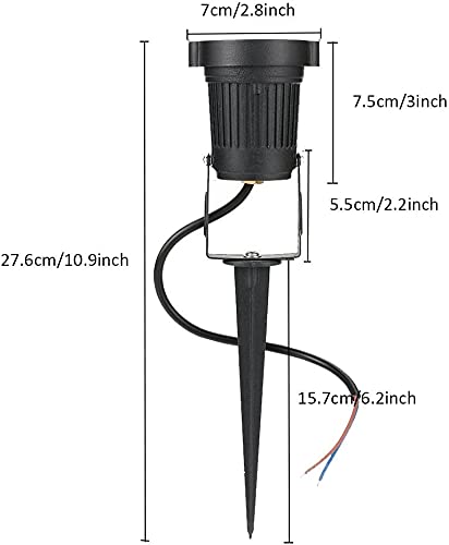 Youngine 12V Outdoor LED Lawn Light Lamps Landscape Spotlight 5W COB Garden Patio Wall Yard Path Decorative Lighting with Spiked Stand, Pack of 2 (Cool White),NO Plug