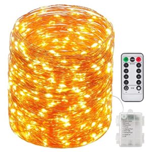 jmoka fairy lights, 66ft 200 led outdoor string lights, waterproof battery operated copper 8 lighting modes, chirstmas party bedroom garden(warm white)