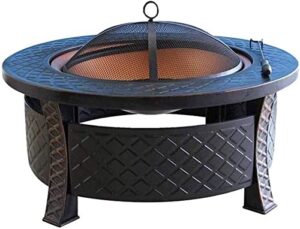 garden fire pit grill bowl grill barbecue rack home fire pit – large bonfire wood burning patio & backyard firepit for with round spark screen with cover bbq cooking for camping backyard