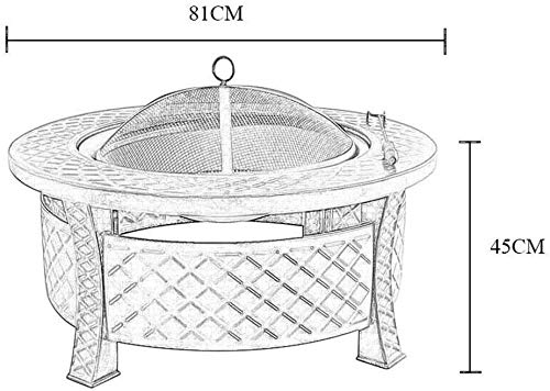 Garden Fire Pit Grill Bowl Grill Barbecue Rack Home Fire Pit - Large Bonfire Wood Burning Patio & Backyard Firepit for with Round Spark Screen with Cover BBQ Cooking for Camping Backyard