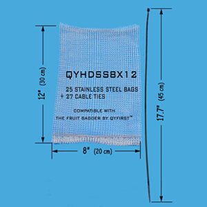 QYFIRST Fruit Protection Wire mesh Bags, QYHDSS8X12, Offers 100% Protection for Fruits, Berries, Roots and Vegetables. Compatible with The Fruit Bagger