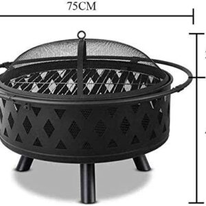 LEAYAN Garden Fire Pit Portable Grill Barbecue Rack Outdoor Large Bonfire Wood Burning Patio Coal Grill Firepit for Grill Charcoal Grill with Spark Screen with Cover BBQ Cooking for Camping