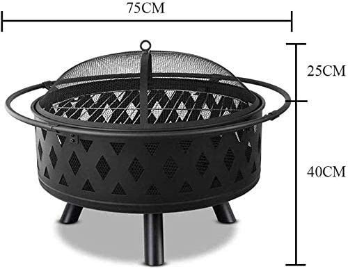 LEAYAN Garden Fire Pit Portable Grill Barbecue Rack Outdoor Large Bonfire Wood Burning Patio Coal Grill Firepit for Grill Charcoal Grill with Spark Screen with Cover BBQ Cooking for Camping