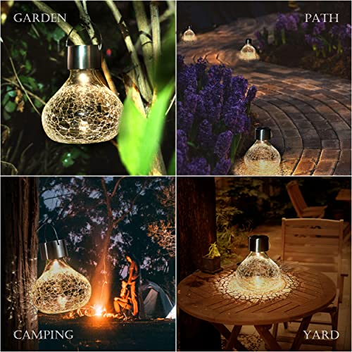 EZ Solar Lantern, 2 Pack Outdoor Lanterns Waterproof Hanging Solar Lights Table Patio Porch Garden Backyard Decor (Warm White)