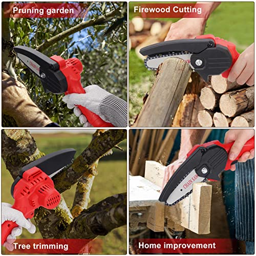 Mini Chainsaw Cordless, 4 Inch 24V Battery Powered-Chain-Saws, Portable One-Handed Rechargeable Electric-Chainsaw Supersaw for Tree Trimming Branch Wood Cutting Small-Chainsaw