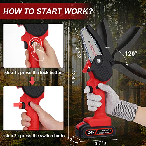 Mini Chainsaw Cordless, 4 Inch 24V Battery Powered-Chain-Saws, Portable One-Handed Rechargeable Electric-Chainsaw Supersaw for Tree Trimming Branch Wood Cutting Small-Chainsaw