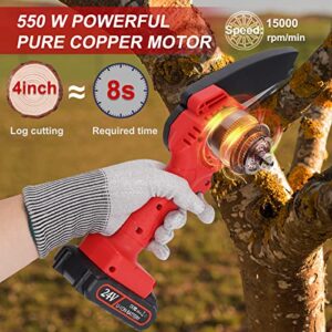 Mini Chainsaw Cordless, 4 Inch 24V Battery Powered-Chain-Saws, Portable One-Handed Rechargeable Electric-Chainsaw Supersaw for Tree Trimming Branch Wood Cutting Small-Chainsaw