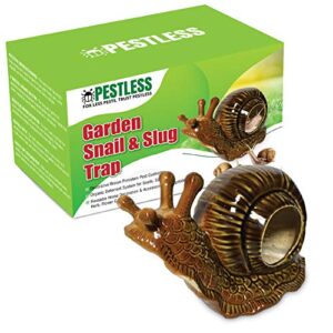 pestless snail & slug trap garden decoration – decorative brown porcelain pest controller – organic deterrent system for snails, slugs – home decor & accessories for vegetable, herb, flower gardens