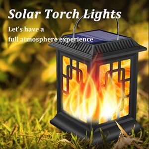 Outdoor Solar Lanterns, Flickering Flame Solar Lights Hanging Waterproof LED Garden Umbrella Decorative Lighting with 2 Lighting Modes for Patio Garden Deck Yard