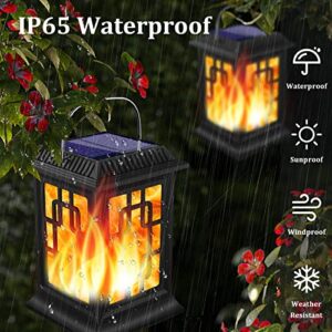 Outdoor Solar Lanterns, Flickering Flame Solar Lights Hanging Waterproof LED Garden Umbrella Decorative Lighting with 2 Lighting Modes for Patio Garden Deck Yard