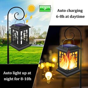 Outdoor Solar Lanterns, Flickering Flame Solar Lights Hanging Waterproof LED Garden Umbrella Decorative Lighting with 2 Lighting Modes for Patio Garden Deck Yard