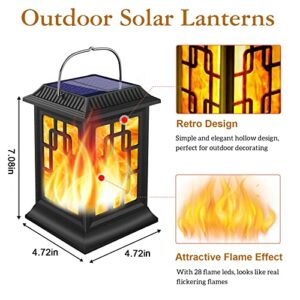 Outdoor Solar Lanterns, Flickering Flame Solar Lights Hanging Waterproof LED Garden Umbrella Decorative Lighting with 2 Lighting Modes for Patio Garden Deck Yard