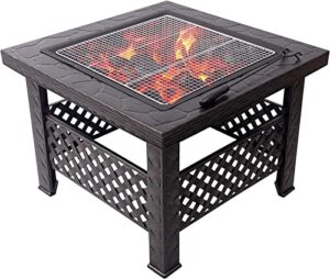 leayan garden fire pit grill bowl grill barbecue rack outdoor fire pit garden wood burning fire pit bowl terrace metal barbecue table, patio lawn backyard barbecue party outdoor fireplace, 66cm