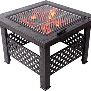 LEAYAN Garden Fire Pit Grill Bowl Grill Barbecue Rack Outdoor Fire Pit Garden Wood Burning Fire Pit Bowl Terrace Metal Barbecue Table, Patio Lawn Backyard Barbecue Party Outdoor Fireplace, 66cm