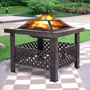 LEAYAN Garden Fire Pit Grill Bowl Grill Barbecue Rack Outdoor Fire Pit Garden Wood Burning Fire Pit Bowl Terrace Metal Barbecue Table, Patio Lawn Backyard Barbecue Party Outdoor Fireplace, 66cm