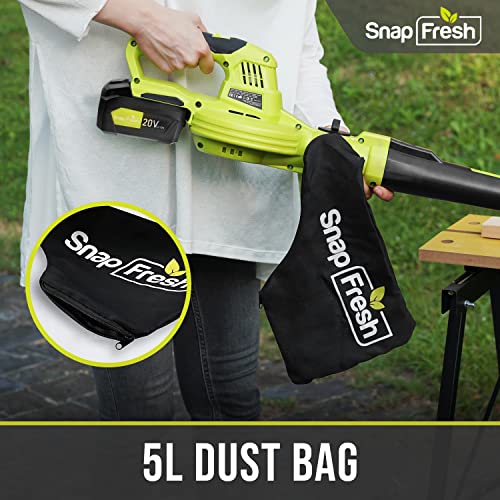 Cordless Blower & Vacuum - SnapFresh 2 in 1 Electric Blower with 4.0Ah Lithium Battery & 2h Fast Charger, 20V Handheld Vacuum Sweeper with Bag for Small Trash, Car, Dust, Pet Hair, Corner Cleaning