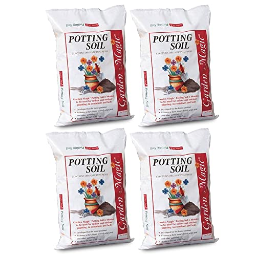 Michigan Peat Garden Magic Indoor and Outdoor Organic Planting Potting Top Soil Blend Mix, 40 Pound Bag (4 Pack)