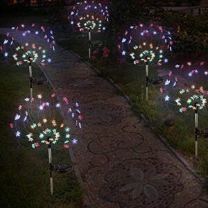 diy solar garden lights etl certified, solid/flash color changing led solar diy flowers stars lights outdoor, rockymars waterproof solar powered pathway lights for path lawn walkway patio yard, 2 pack