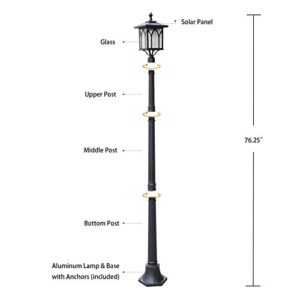 Kemeco ST4328B Solar Lamp Post Light LED Cast Aluminum Street Light for Outdoor Landscape Decor Pathway Driveway Patio Garden Yard