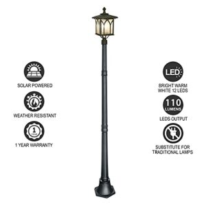 Kemeco ST4328B Solar Lamp Post Light LED Cast Aluminum Street Light for Outdoor Landscape Decor Pathway Driveway Patio Garden Yard