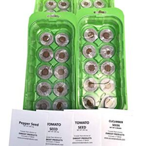 Garden Starter Kit - DIY Seedling Starter for Tomatoes, Peppers, Cucumber Planting (4 Tray)