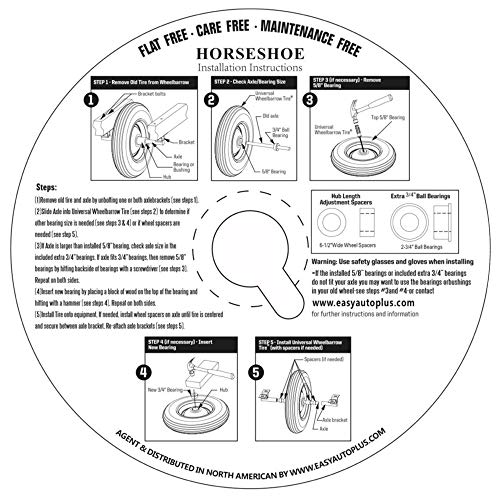 New 13x6.50-6 Flat-Free Heavy Duty Smooth Tire w/Steel Rim for Commercial Lawn Mower Garden Tractor (Deck≤66"), Hub Length 4"-7.1", Bore φ5/8" Grease Oil Infused Bushing, 136506 T161