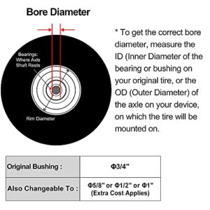 New 13x6.50-6 Flat-Free Heavy Duty Smooth Tire w/Steel Rim for Commercial Lawn Mower Garden Tractor (Deck≤66"), Hub Length 4"-7.1", Bore φ5/8" Grease Oil Infused Bushing, 136506 T161