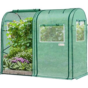 king bird upgraded 73″ x 37″ x 59″ mini greenhouse, heavy duty powder-coated steel frame, 2 zippered screen doors 4 screen windows, tall garden plant hot green house, 8 stakes 4 ropes, green