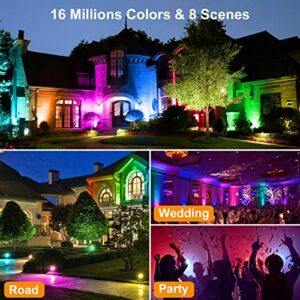 4 Pack Smart LED Flood Lights 20W RGBCW Color Changing Flood Lights Outdoor 2700-6500K IP65 Waterproof APP Control Work with Alexa & Google Assistant Dimmable Landscape Light for Yard Garden with HUB