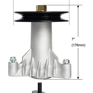 q&p 2 Pieces Garden Tractor 42" Spindle Assembly Bracket with Pulley Replaces 128285, 130794, 133172, 137641, 137645, 532128285, 532130794+Replaces Pulley 153535 Black Colour Pulley Surface