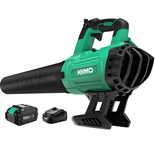 KIMO Cordless Leaf Blower - 400CFM Battery-Powered Blower for Blowing Wet Leaves, Snow Debris and Dust, 20V Electric Leaf Blower with Battery ＆ Charger for Lawn Care Garden Yard Work Around The House