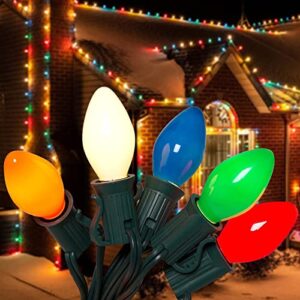 konictom c7 bulbs christmas lights – 25ft c7 multi color led string lights – fairy lighting for outdoor, indoor, garden, yard, party, home, wreath, garland, christmas tree decorations