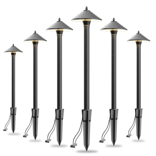 VENUS MANUFACTURING Low Voltage LED Pathway Lights 1.2W Outdoor Landscape Lighting 6 Pack 40 Lumen Landscape Path Lights 2700K for Lawn Patio Yard Walkway Driveway Pathway Garden